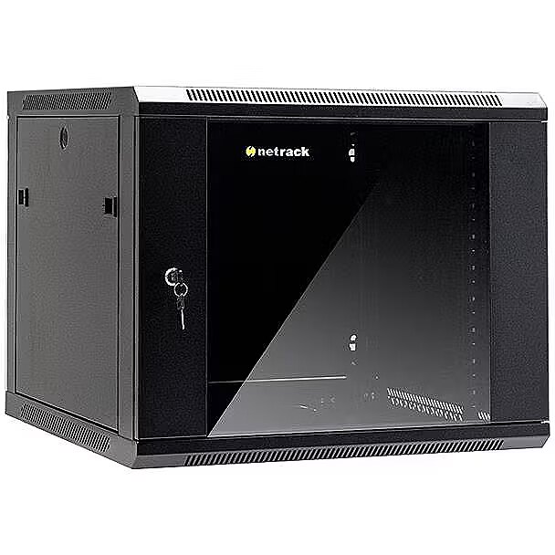 Netrack wall/hanging cabinet 19'',9U/600 mm,glass door,black,remov ...
