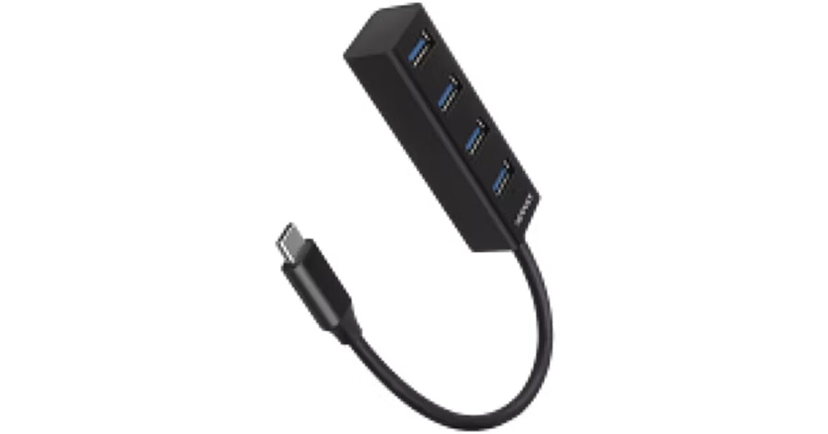 Axagon HUE-M1C 4x USB3.2 Gen 1 MINI hub, metal, 20cm USB-C cable (HUE-M1C)