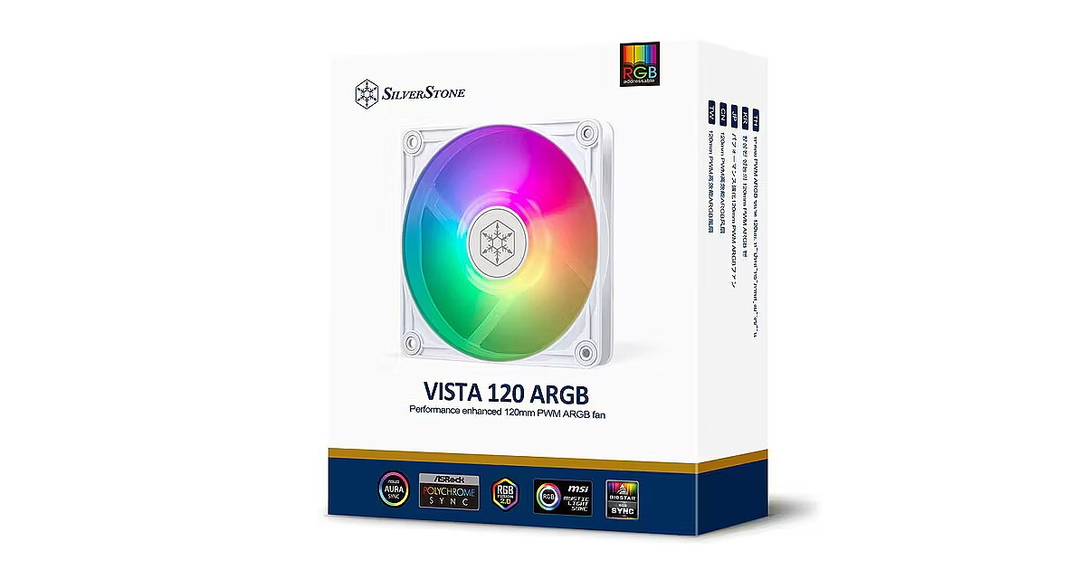 Silverstone VISTA Performance PWM, A-RGB, 120mm, White (SST-VS120W-ARGB)