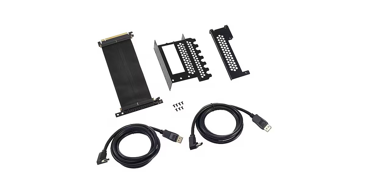 CableMod Vertical GPU Bracket + PCIe 3.0 Riser Cable, Black (CM-VPB-2DK-R)
