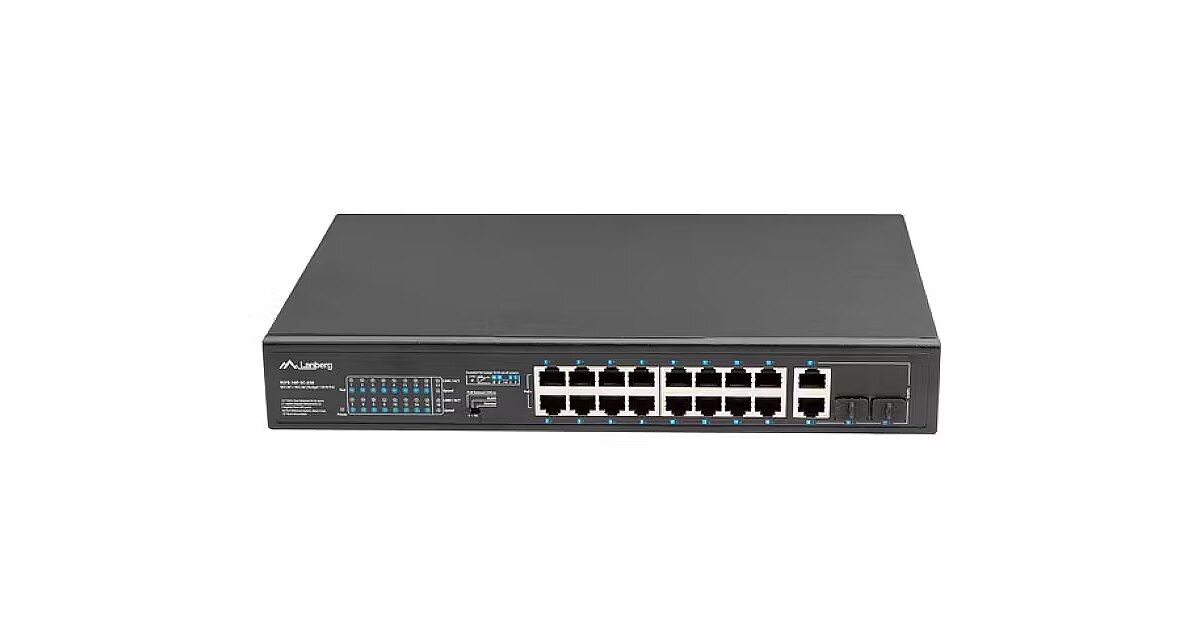 Lanberg Switch 16X 100MB POE+/2X Combo unmanaged rack 19 inch Gigabit ...