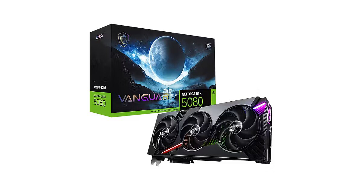 MSI GeForce RTX 5080, 16GB GDDR7, Vanguard SOC (DLSS 4) (V531-039R)