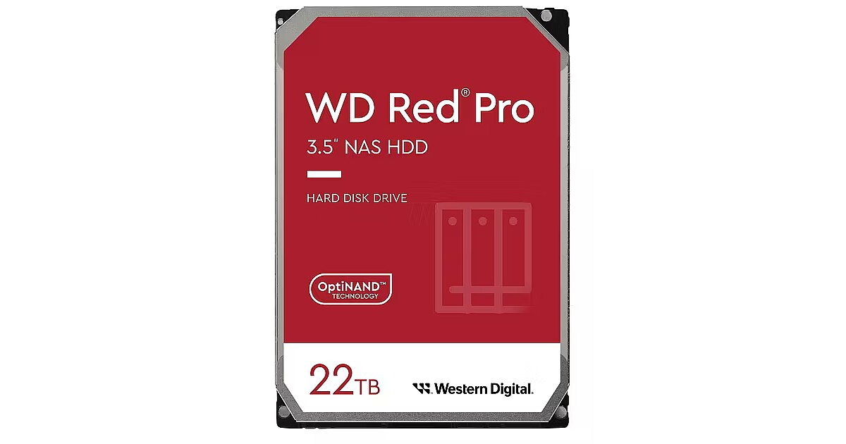 Western Digital 22TB, 7200rpm, 512MB, SataIII, Red Pro, CMR (WD221KFGX)