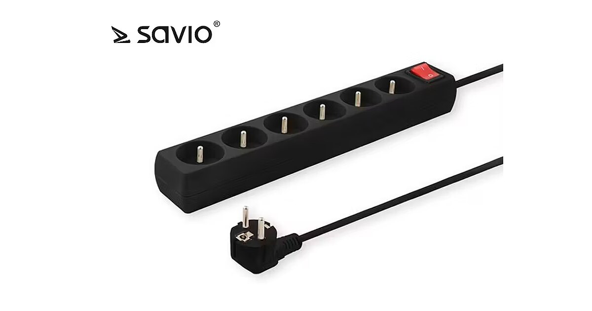 Savio Power strip with anti-surge protection 5 outlets with ground wire ...