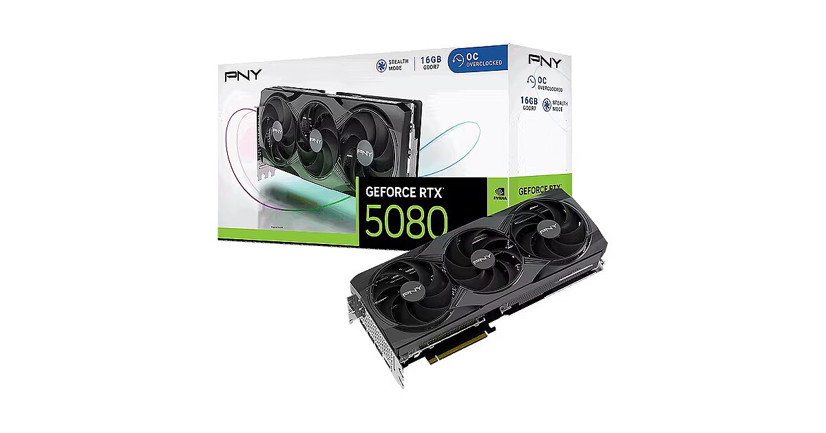PNY Technologies GeForce RTX 5080, 16GB GDDR7, Triple Fan OC (DLSS 4 ...