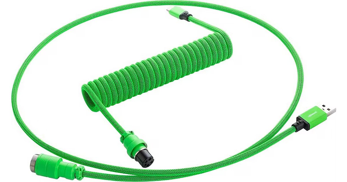 CableMod Pro Coiled Keyboard Cable, USB-A to USB-C, 1.5m, Viper Green ...