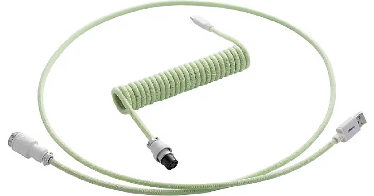 CableMod Pro Coiled Keyboard Cable, USB-A to USB-C, 1.5m, Lime Sorbet ...