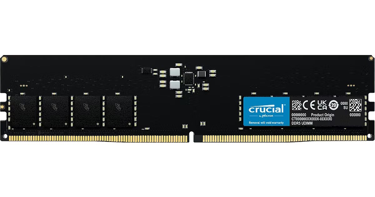 Crucial 16GB, DDR5, 4800MT/s, CL40, Single stick (CT16G48C40U5)