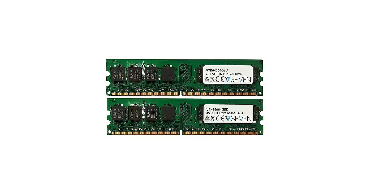 V7 4GB, DDR2, 800MHZ, CL6, Kit of 2 (V7K64004GBD)