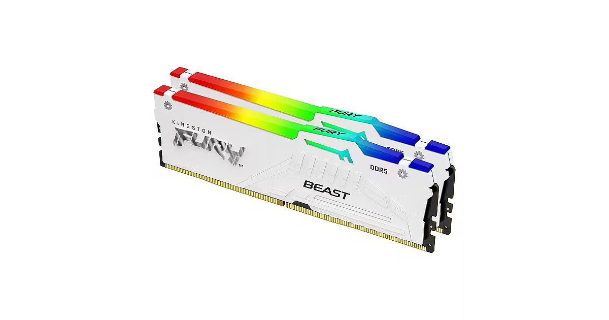Kingston FURY Beast RGB White (Intel XMP), DDR5, 64GB, 6000MHz, CL30, Kit of 2 (KF560C30BWAK2-64)