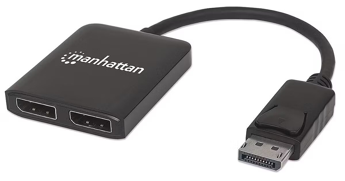 Manhattan 2-port AV DisplayPort splitter 1x2 with MST hub 4K@30Hz (207768)