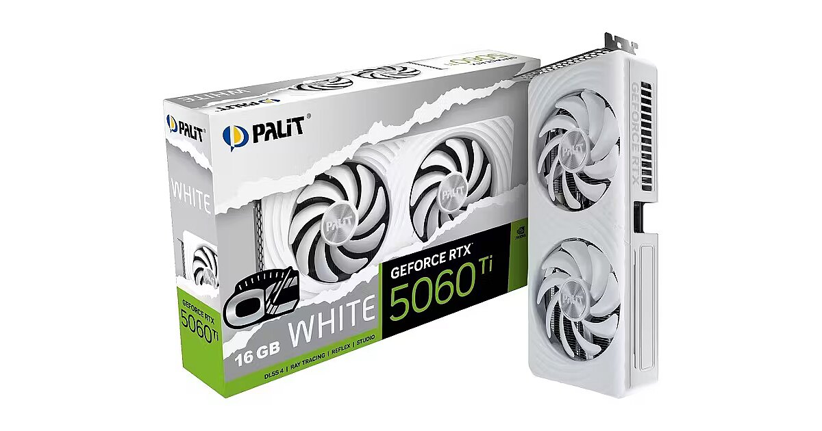 Palit GeForce RTX 5060 Ti, 16GB GDDR7, White OC (DLSS 4) (NE7506TU19T1 ...