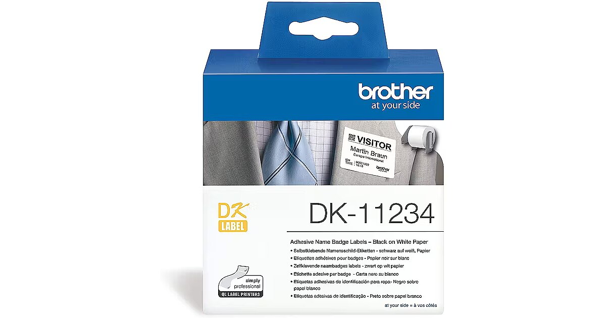 Brother DK-11234 Label Roll Adhesive name badge labels 60x86mm, 260 ...
