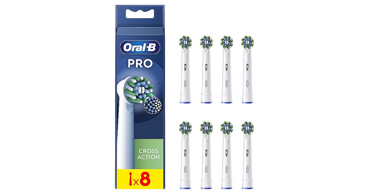 Braun toothbrush heads Cross Action Pro, 8pcs, White (EB50RX-8)