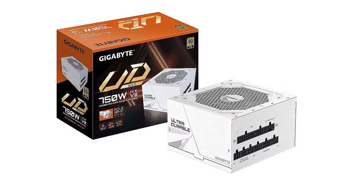 Gigabyte UD750GM PG5 V2 ICE, 750W, 80PLUS Gold, ATX 3.1, PCIe 5.1 (GP ...