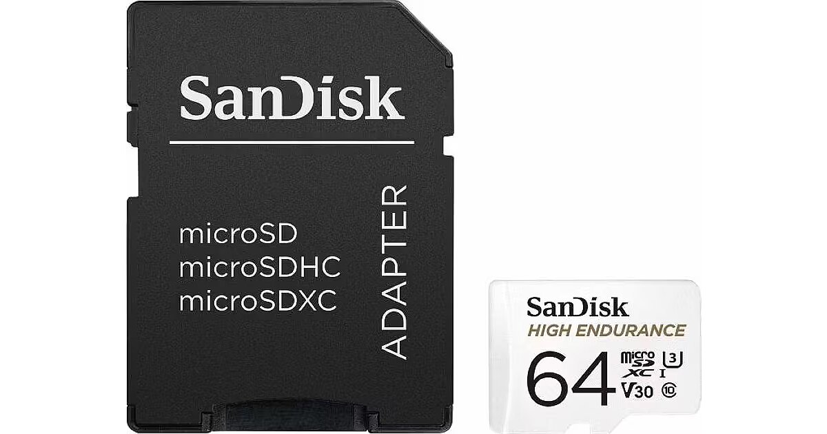 Sandisk High Endurance, microSDXC, 64GB, UHS-1, U3, V30 +Adapter ...
