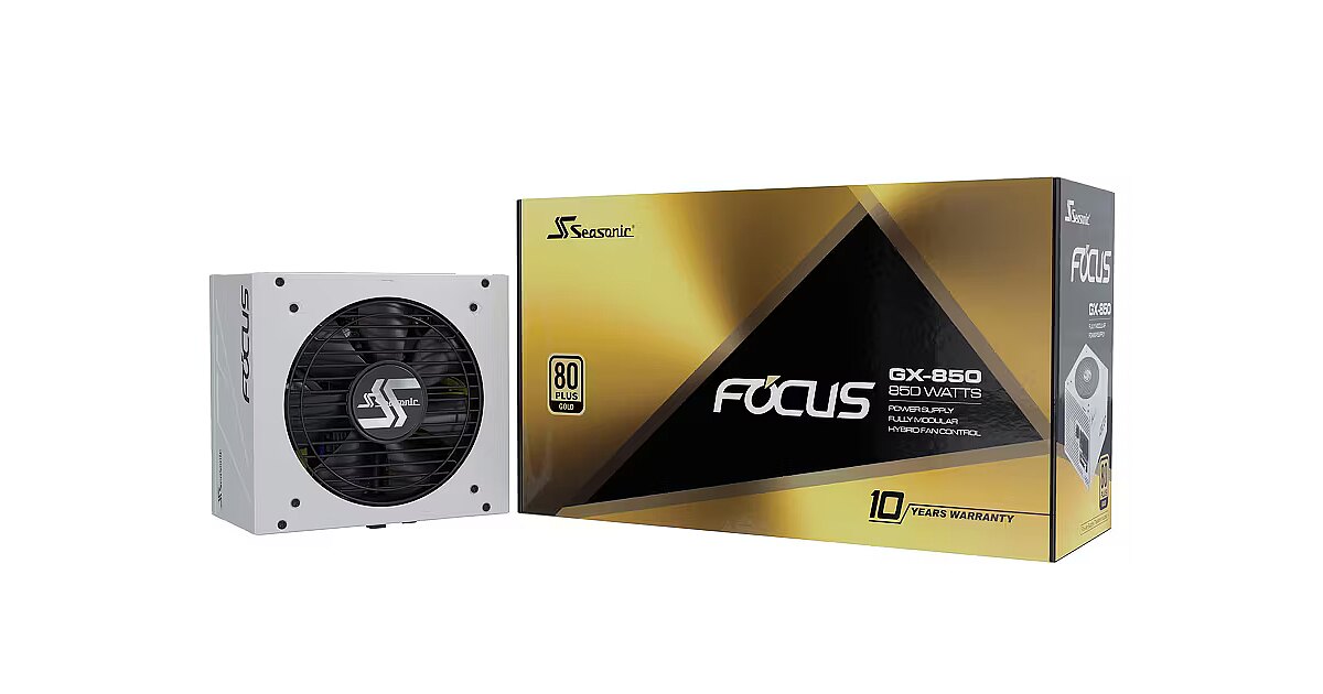 Seasonic Focus GX (2024) White, 850W, 80PLUS Gold, ATX 3.1, PCIe 5.1 (FOCUS-GX-850-V4-WHITE)