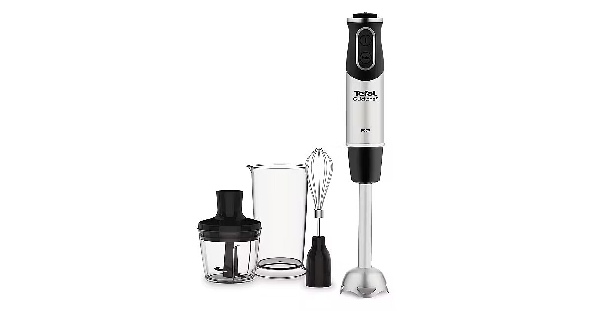 Tefal hand blender set QuickChef, Black/Stainless steel (HB656838)