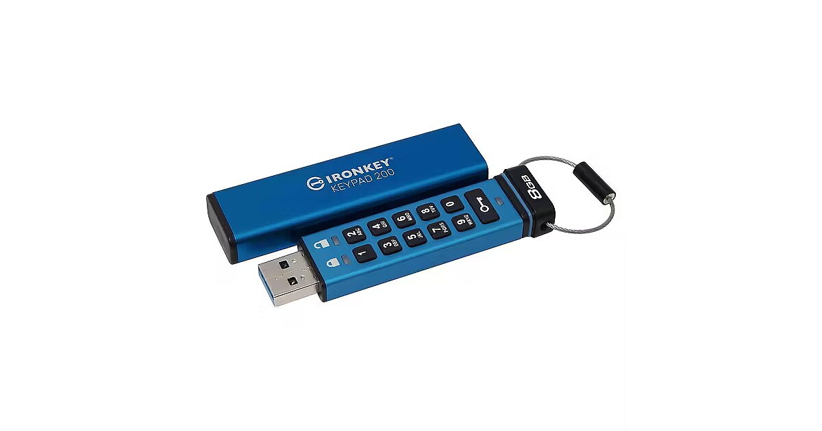 Kingston Ironkey Keypad 200, AES-256 Encrypted, 8GB, Blue (IKKP200/8GB)