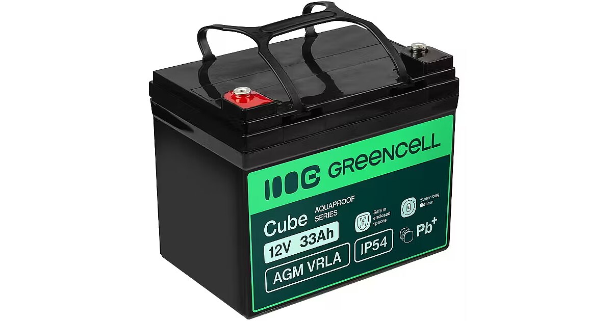 Green Cell Battery AGM VRLA 12V 33Ah IP54 (AGM12V33AH-J)