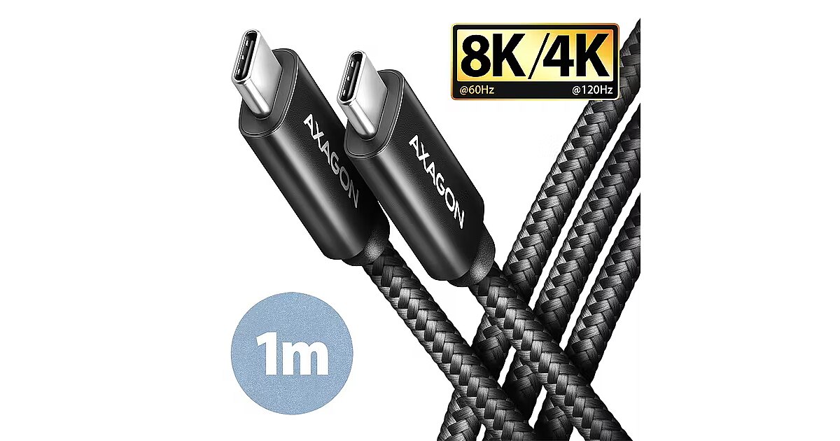 Axagon BUCM432-CM10AB, USB-C 8K Cable, 1m (BUCM432-CM10AB)