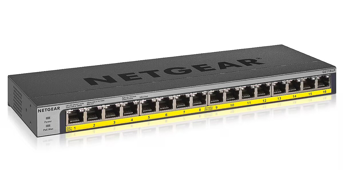Netgear GS116LP-100EUS, 16X 1G POE/POE+ (GS116LP-100EUS)