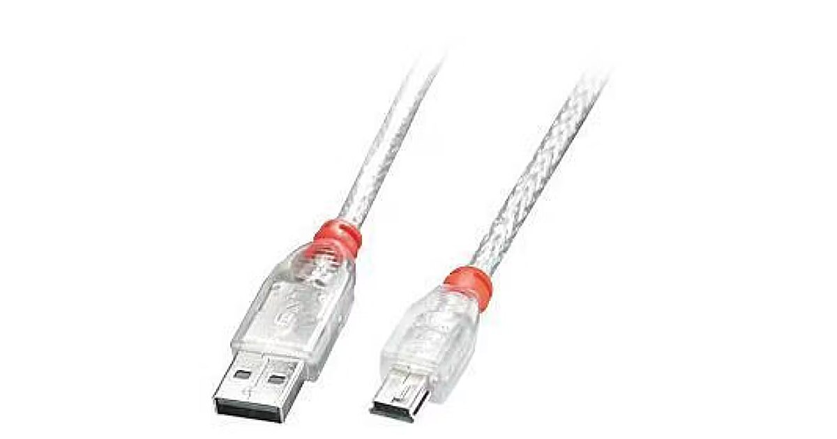 Lindy CABLE USB2 A TO MINI-B 0.5M/TRANSPARENT (41781)