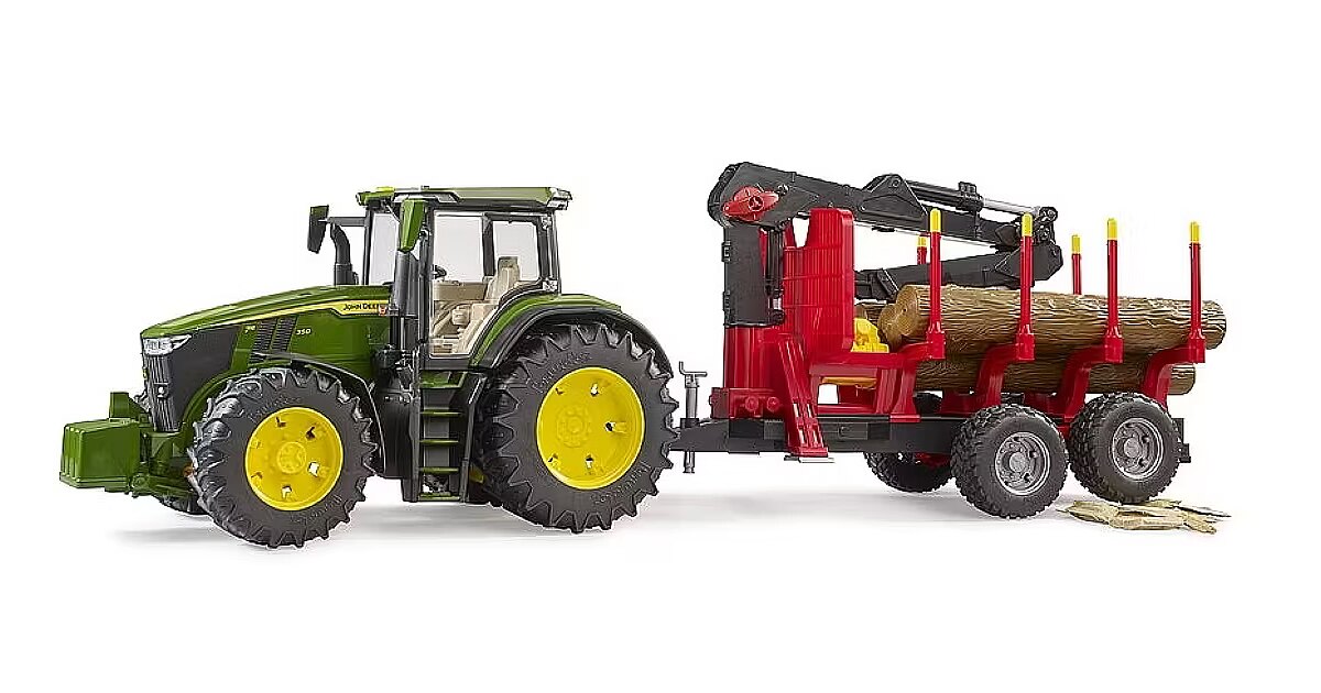 Bruder Tractor John Deere 7R 350 with a forest trailer (BR-03154)