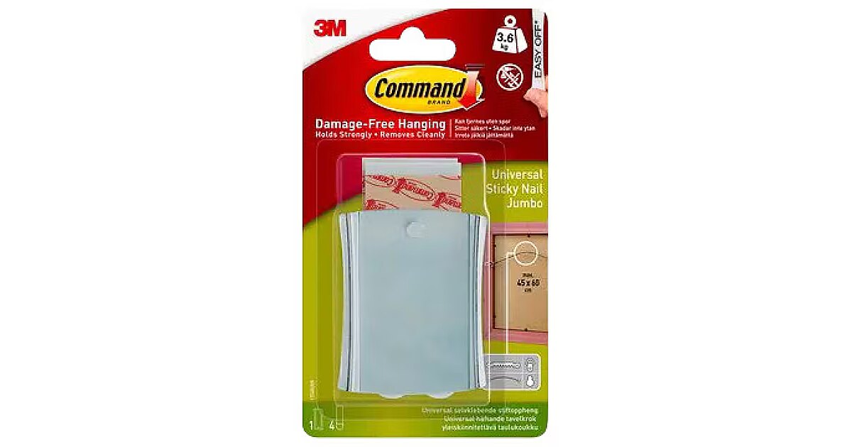 3M picture hanger for wire-backed frame Command Jumbo 3.6kg, gray ...