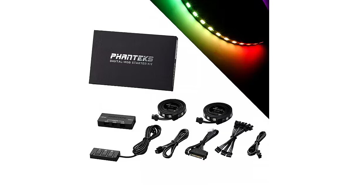 Phanteks Digital-RGB Starter Kit, Controller and 2x LED-Strips (PH-DRGB ...