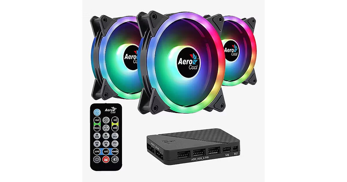 AeroCool Duo 12 PRO, 3 Pack + Hub + Remote (AEROPGSDUO12-PRO-ARG )