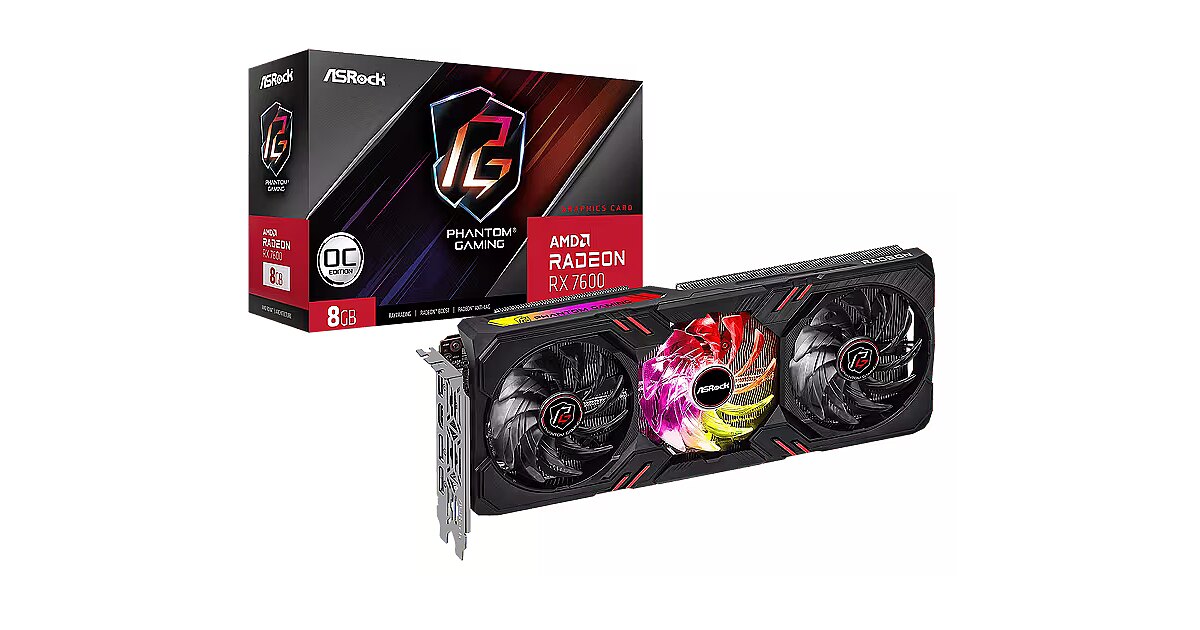 Asrock Radeon RX 7600, 8GB GDDR6, Phantom Gaming OC (RX7600 PG 8GO)
