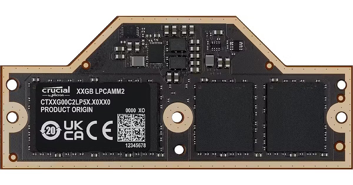 Crucial LPCAMM2, LPDDR5X, 32GB, 7500MT/s, Single stick (CT32G75C2LP5X)