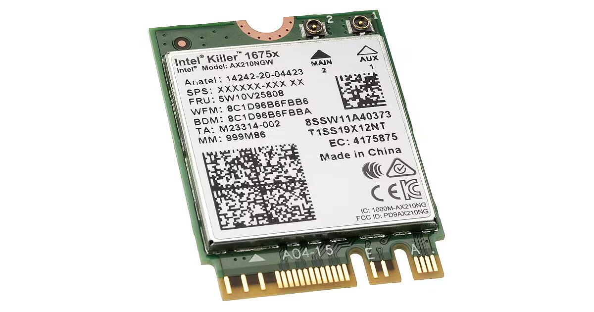 Intel Killer Wi-Fi 6E AX1675, WLAN + Bluetooth 5.3 Adapter - M.2/A-E ...