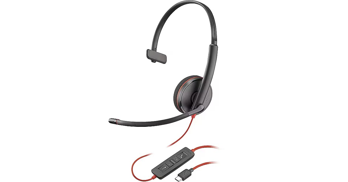 Hewlett Packard Poly Blackwire 3210 Monaural, USB-C, Bulk (8X214A6)