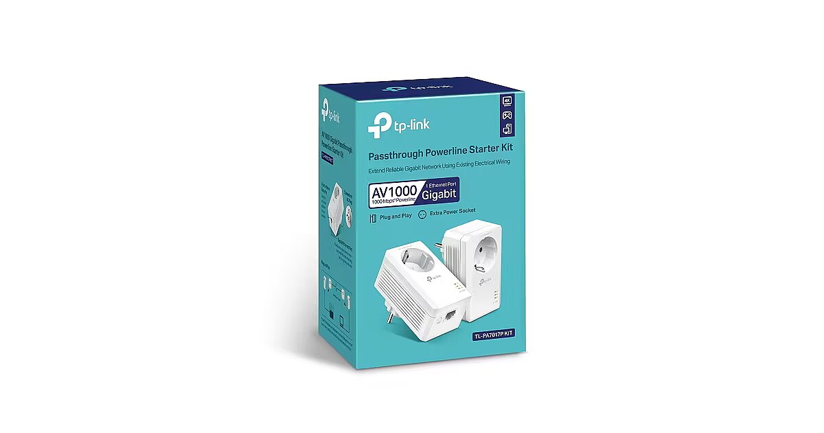 TP-LINK AV1000 Gigabit Passthrough Powerline Adapter, 2 pcs (TL-PA7017P ...