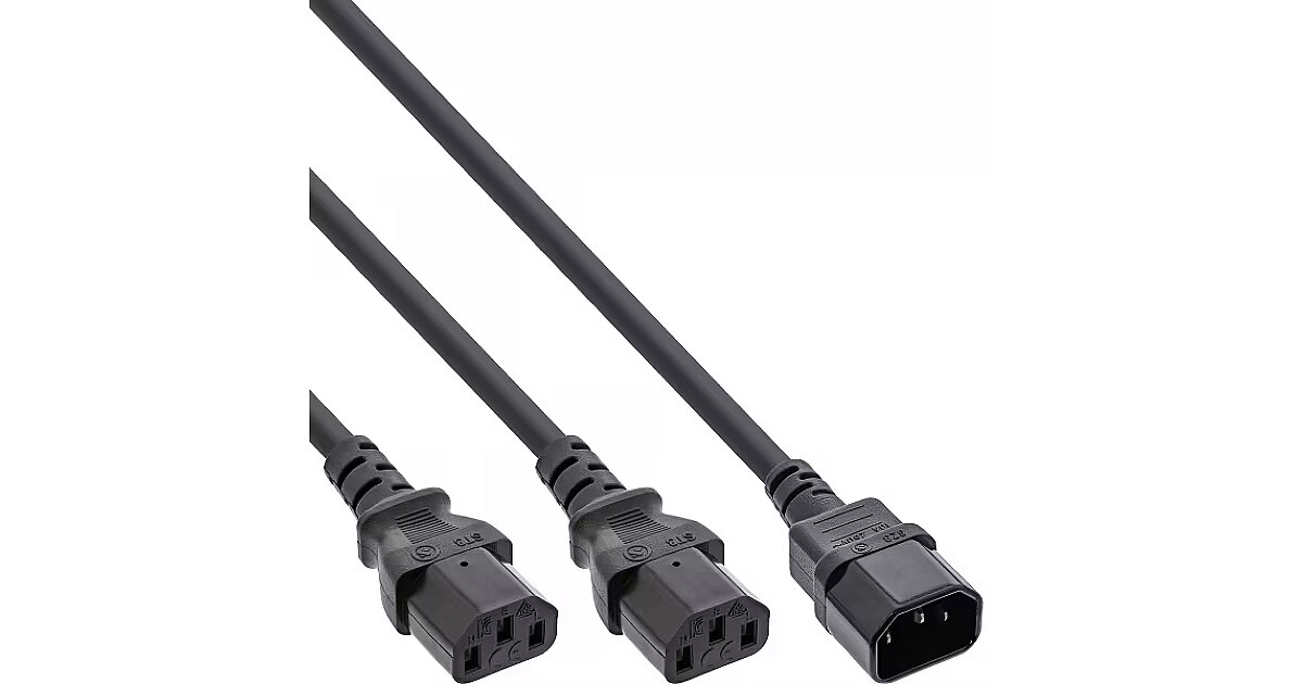 inLine Power Y Cable, IEC-C14 to 2x IEC-C13, 1m (16657J)