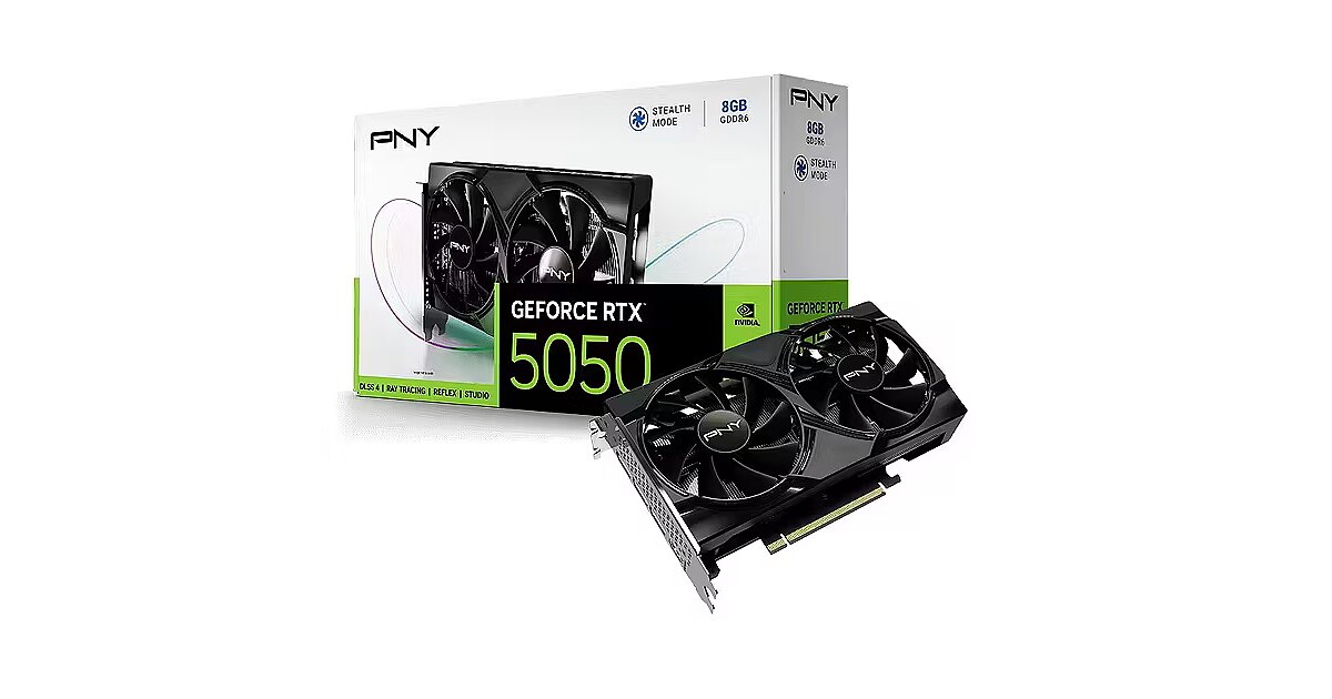 PNY Technologies GeForce RTX 5050, 8GB GDDR6, Dual Fan (DLSS 4 ...