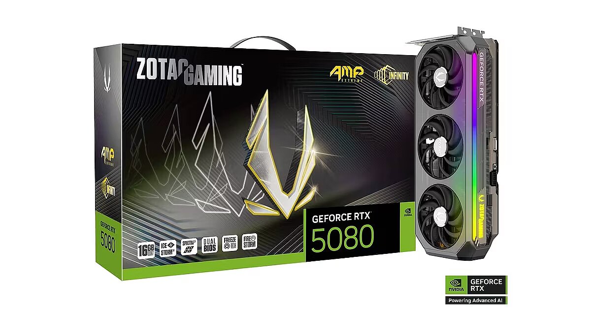 Zotac GeForce RTX 5080, 16GB GDDR7, AMP Extreme Infinity (DLSS 4) (ZT ...