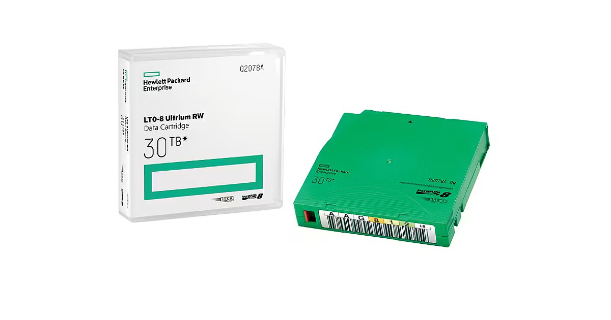 Hewlett Packard LTO-8 ULTRIUM 30TB RW NON CUSTOM LABELED (20PACK) (Q2078AN)