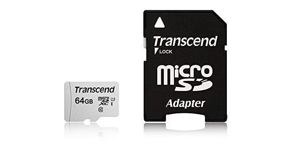 Transcend 300S, microSDXC, 64GB, Cass 10, UHS-I, U1 +Adapter (TS64GUSD300S-A)