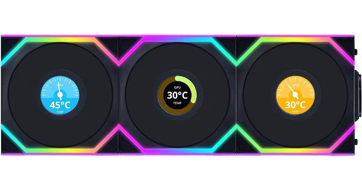 Lian Li UNI FAN SL Wireless LCD 120 Reverse Blade, Black, 3 Pack ...