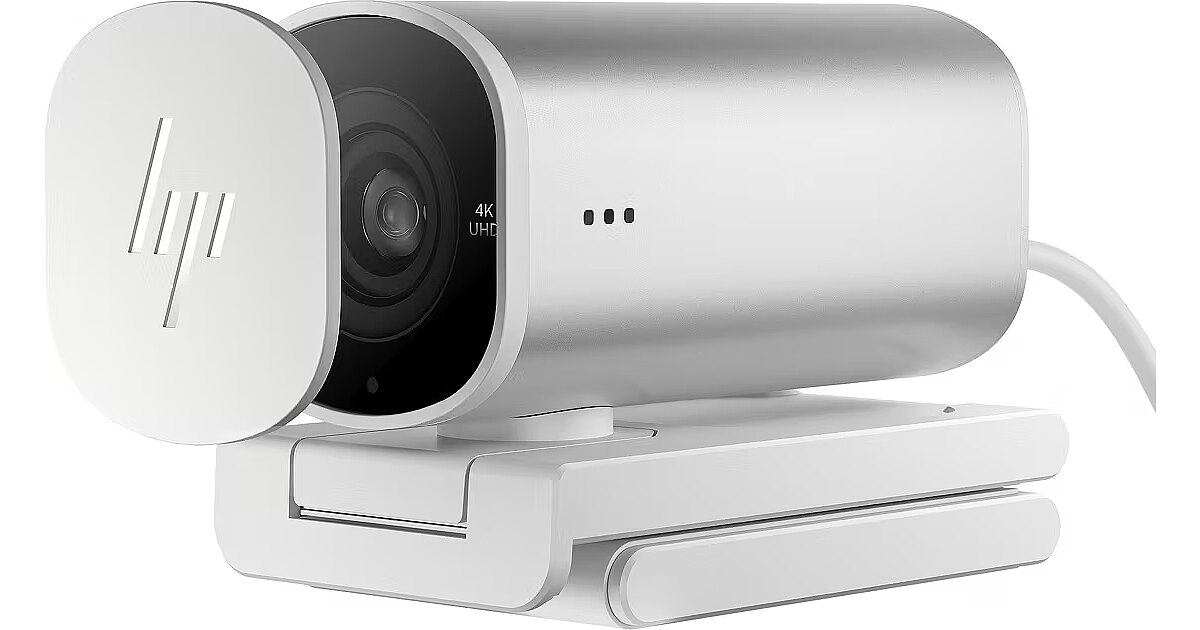 Hewlett Packard HP 960, 2160p(4K), 8MP, Streaming Webcam, Silver (695J6AA)