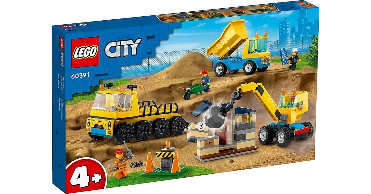 Lego Construction Trucks and Wrecking Ball Crane (60391)