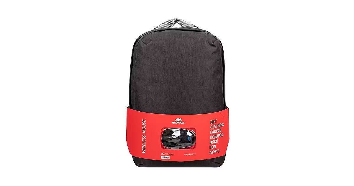 Rivacase Prater Backpack + Wireless Mouse, 15.6", Black (7563BLACK)