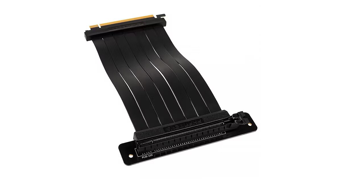 Phanteks PCIe x16 Riser Cable, Angled, PCIe 3.0, 220mm, Black (PH-CBRS ...