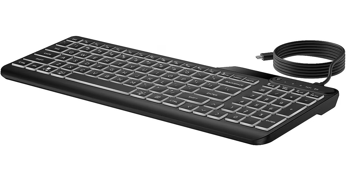 Hewlett Packard 405, Multi-Device Backlit Wired Keyboard (7N7C1AA#ABB)