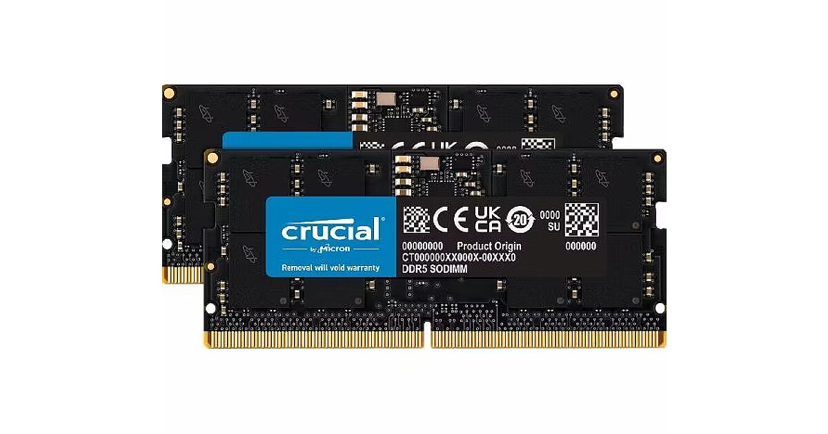Crucial DDR5, 16GB, 5600MHz, CL46, Kit of 2 (CT2K8G56C46S5)
