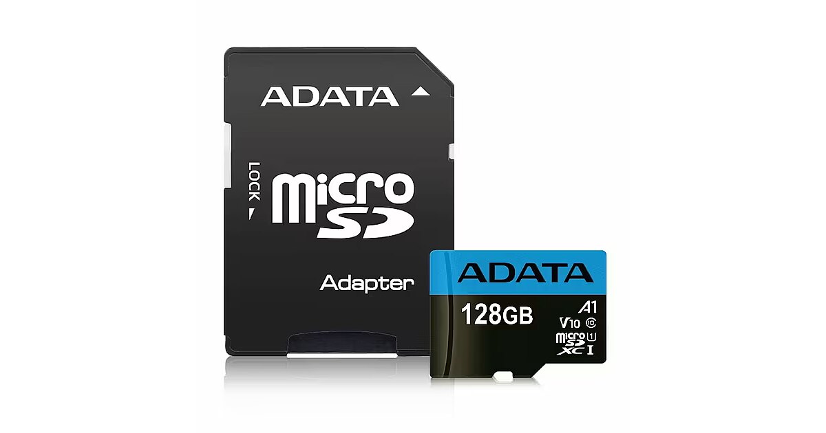 ADATA microSDXC, 128GB + SD Adapter (AUSDX128GUICL10A1-RA1)
