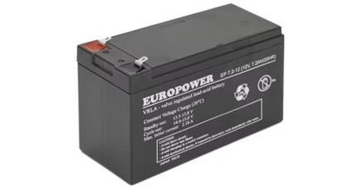 EMU BATTERY 12V 7.2AH VRLA/EP7.2-12 T2 EUROPOWER EMU (EP7.2-12T2)